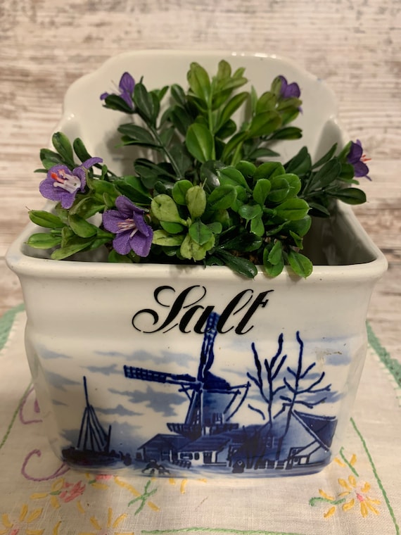 Vintage Delft Salt Box - Etsy