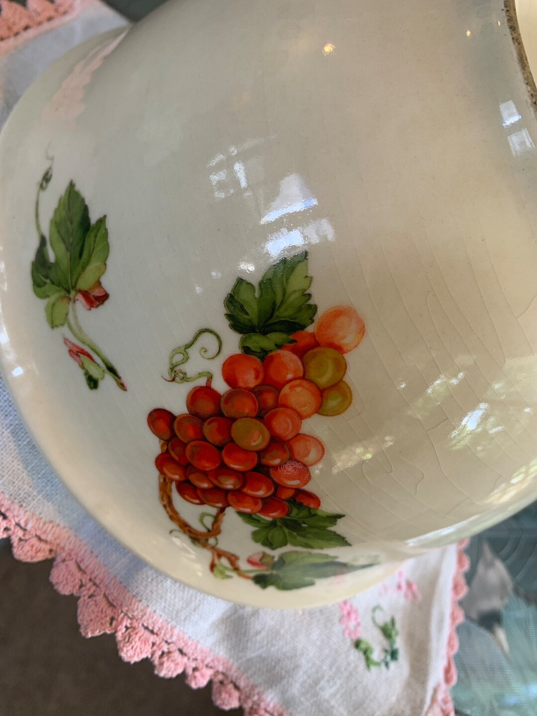 Orange Grapevine Transfeware Bowl Teleflora Portuguese 1984 - Etsy