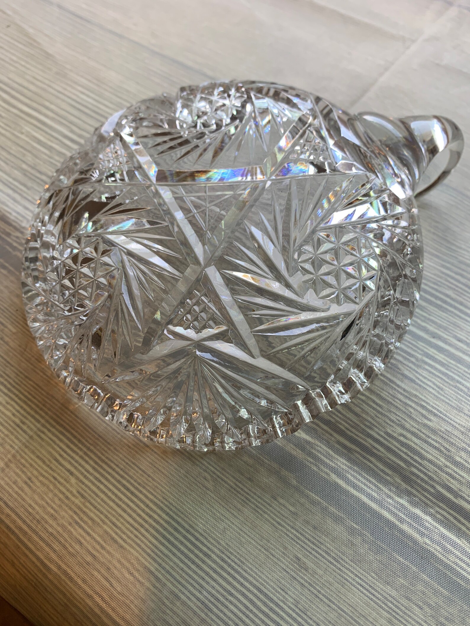 Vintage Unsigned Cut Glass Nappy Bowl With Wavy Sawtooth Edge and A ...