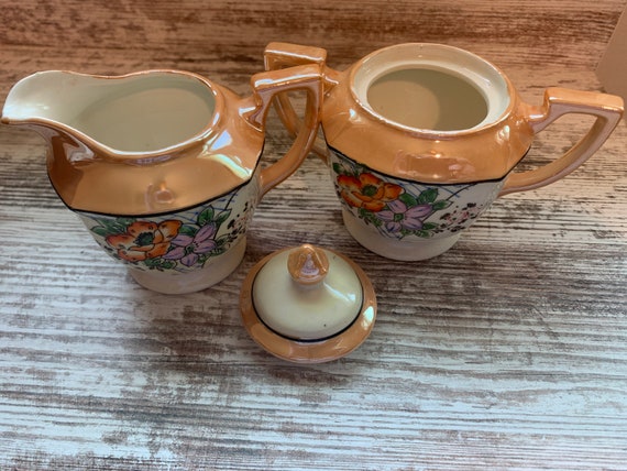 Vintage Luster Ware Creamer and Sugar - Etsy