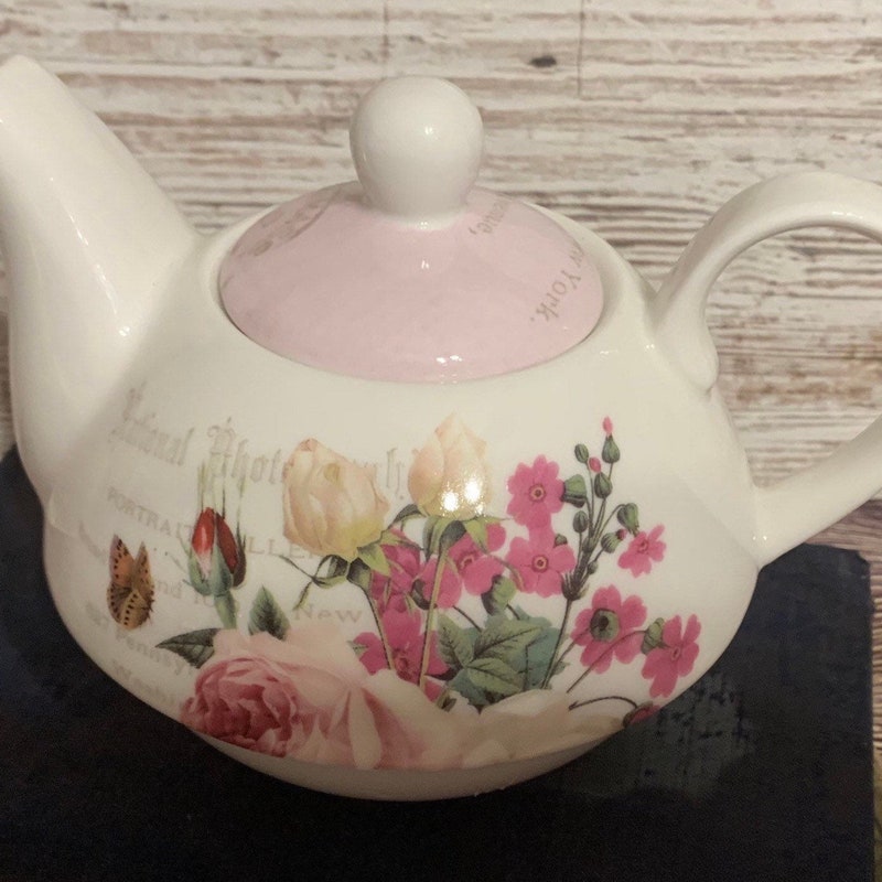 Pink Rose Teapot - Etsy
