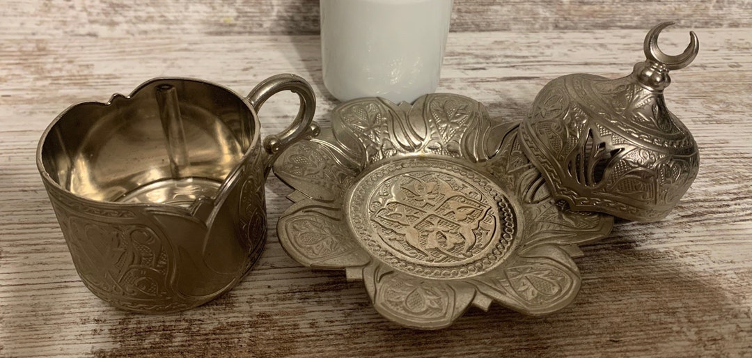 Turkish Coffee Cups Silver Cups With Inner Porcelain Turkish - Etsy