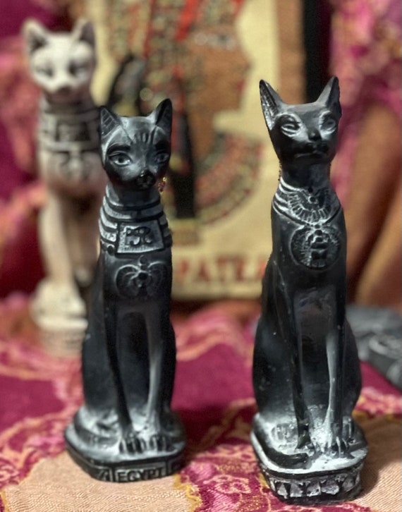 Egyptian Basalt Cat Statue for Courage and Strength - Etsy
