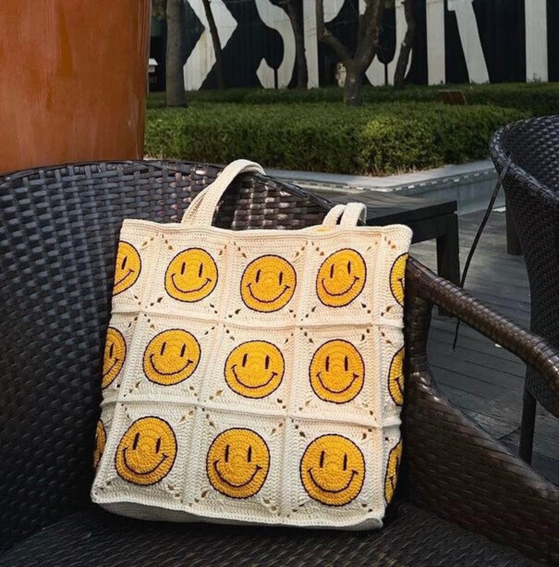 Smiley Face Crochet Bag the Happiest Bag Smiley Face Bag - Etsy