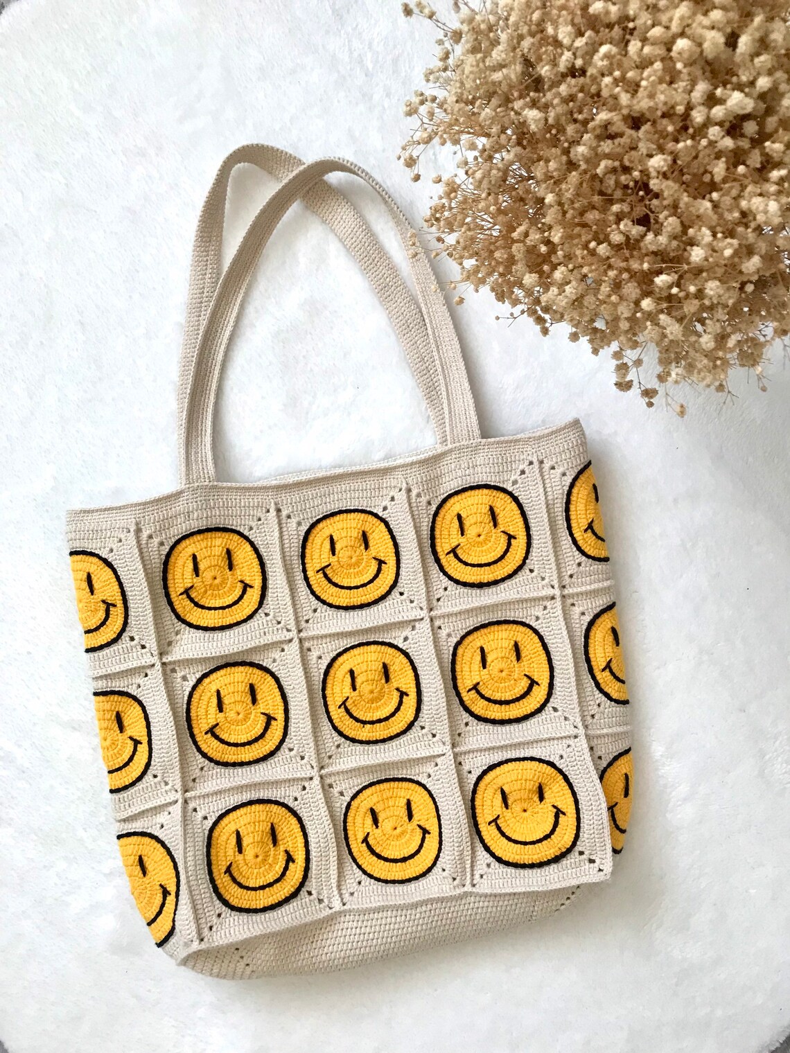 Smiley Face Crochet Bag the Happiest Bag Smiley Face Bag - Etsy