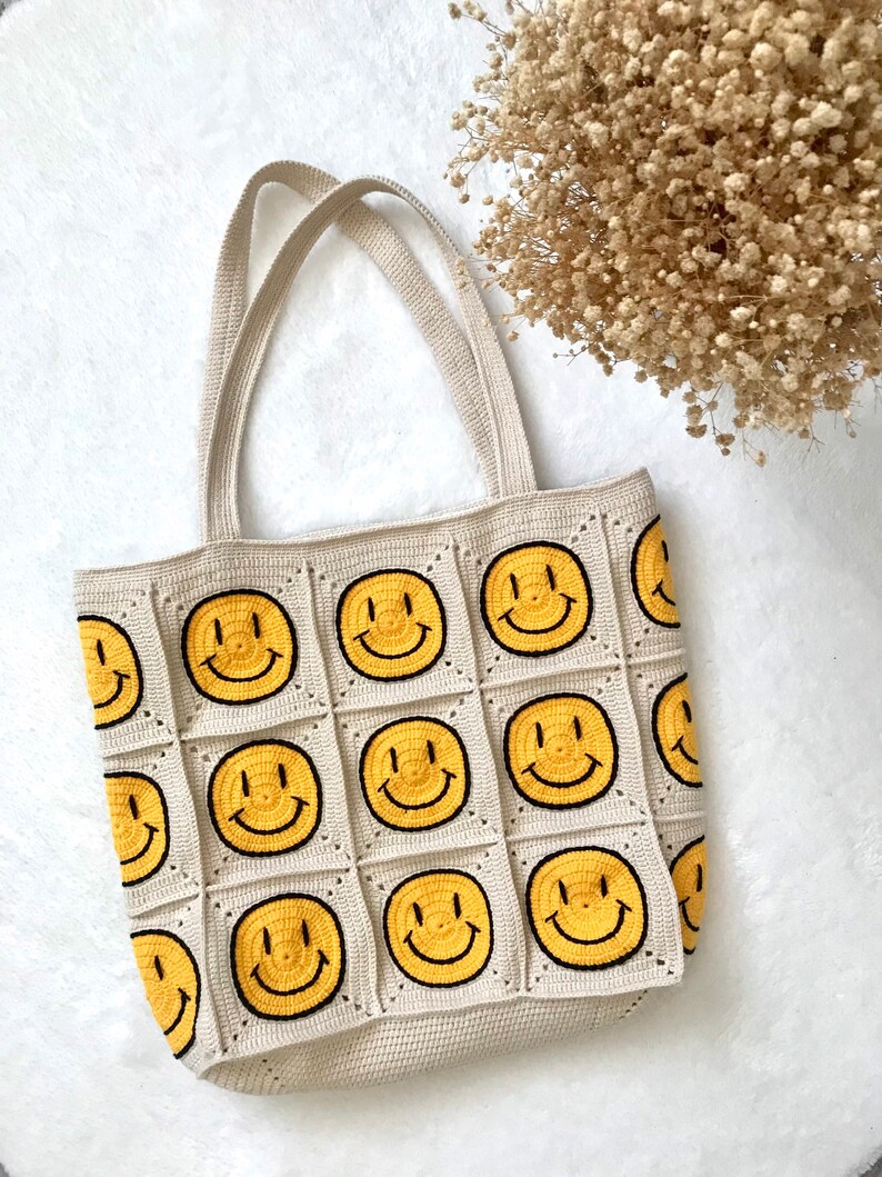 Smiley Face Crochet Bag the Happiest Bag Smiley Face Bag - Etsy