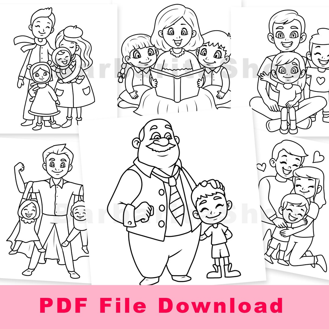 10 Happy Family Coloring Pages Ready to Print Instantly. - Etsy