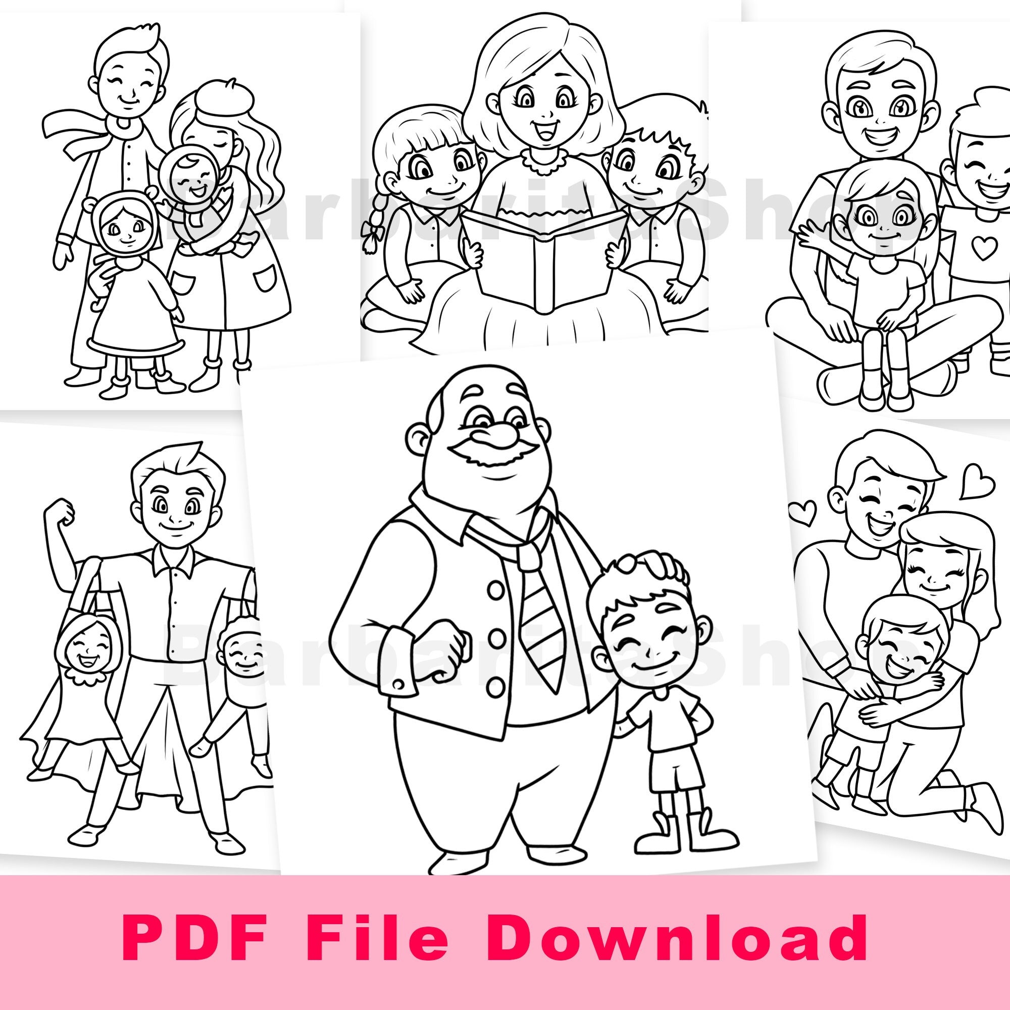 10 Happy Family Coloring Pages Ready to Print Instantly. - Etsy