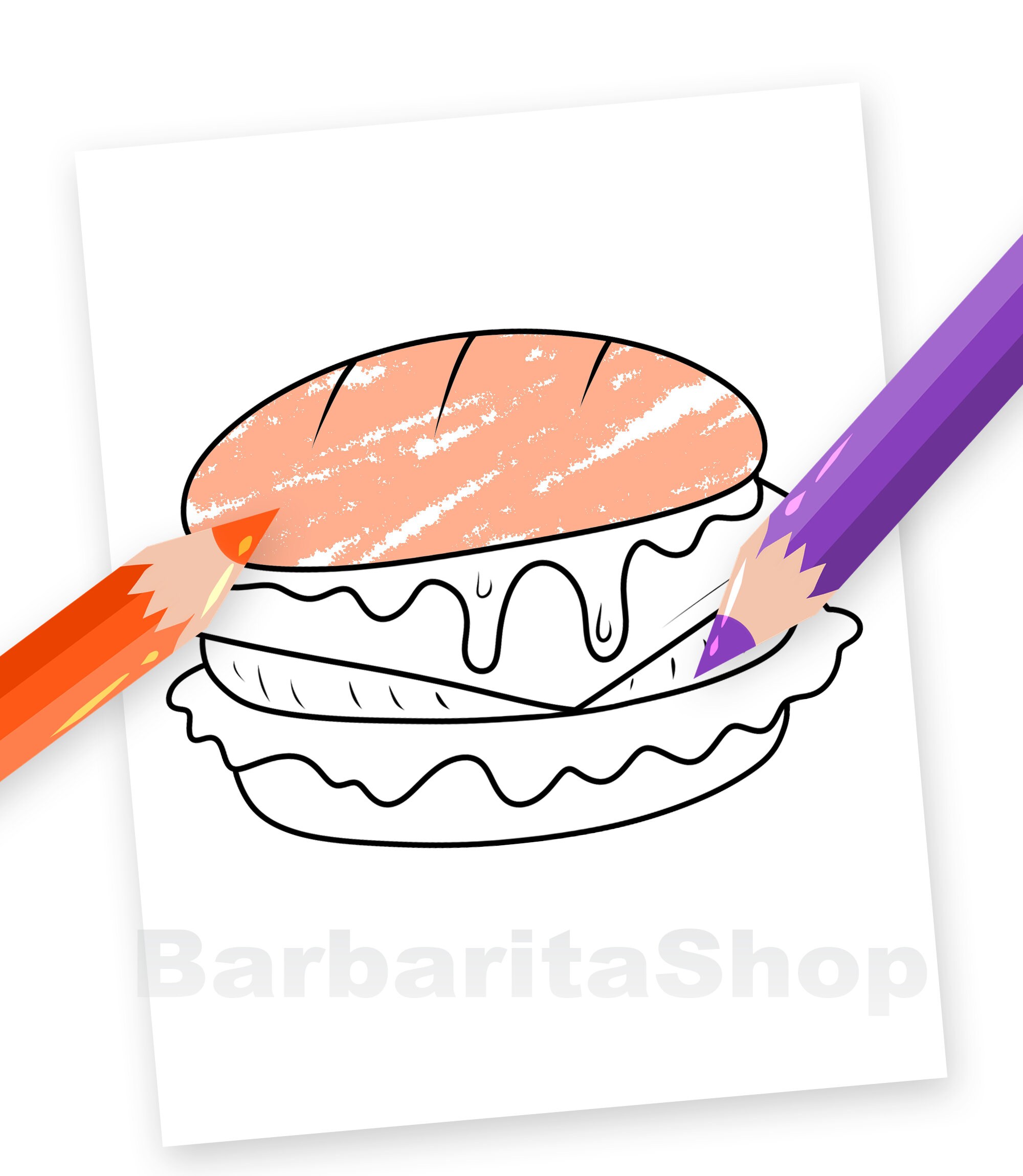 Food Coloring Pages Pizza Coloring Book Burger Coloring Book Cake ...