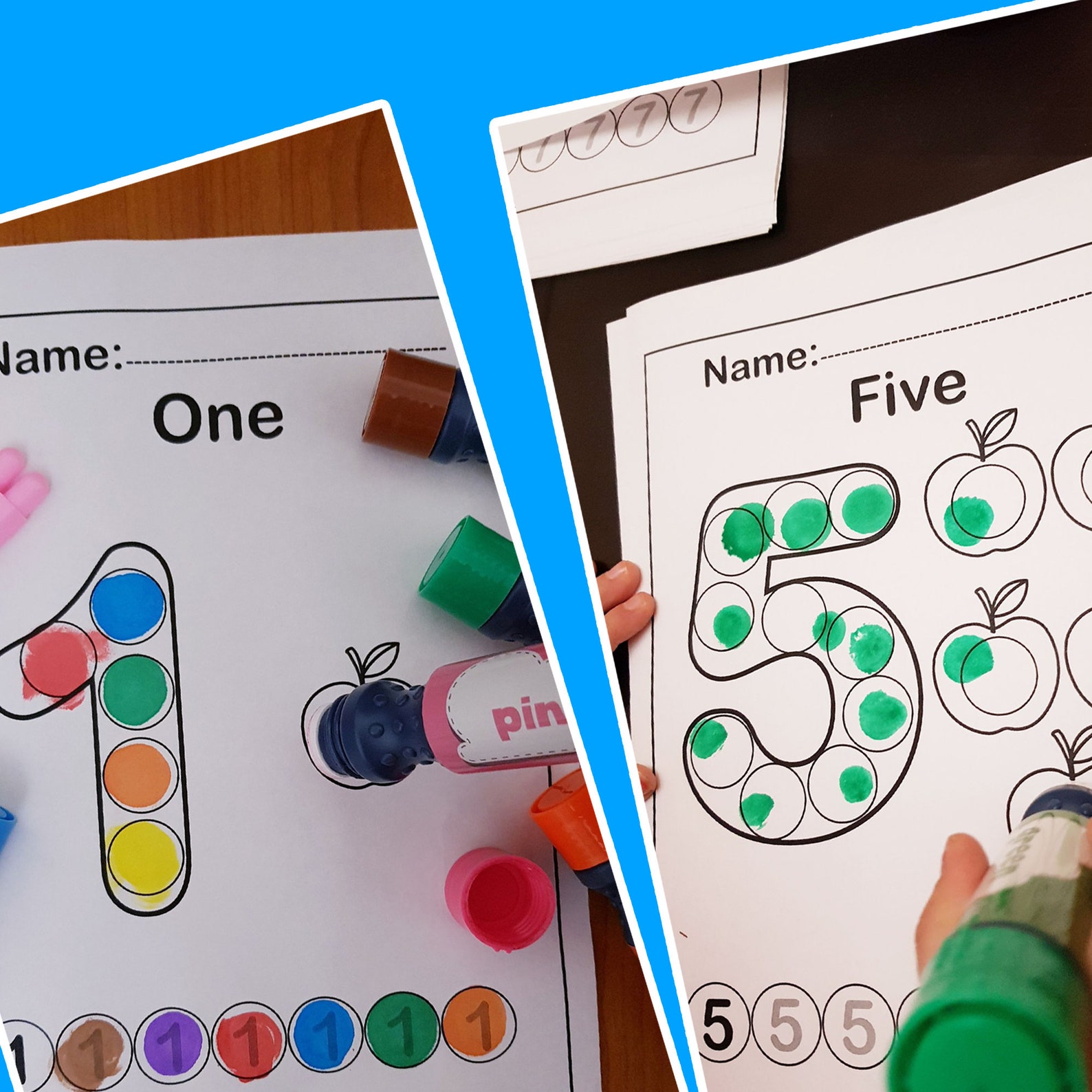 123 Do a Dot Pages Numbers Dot Makers Kids Activity Pages - Trace and ...