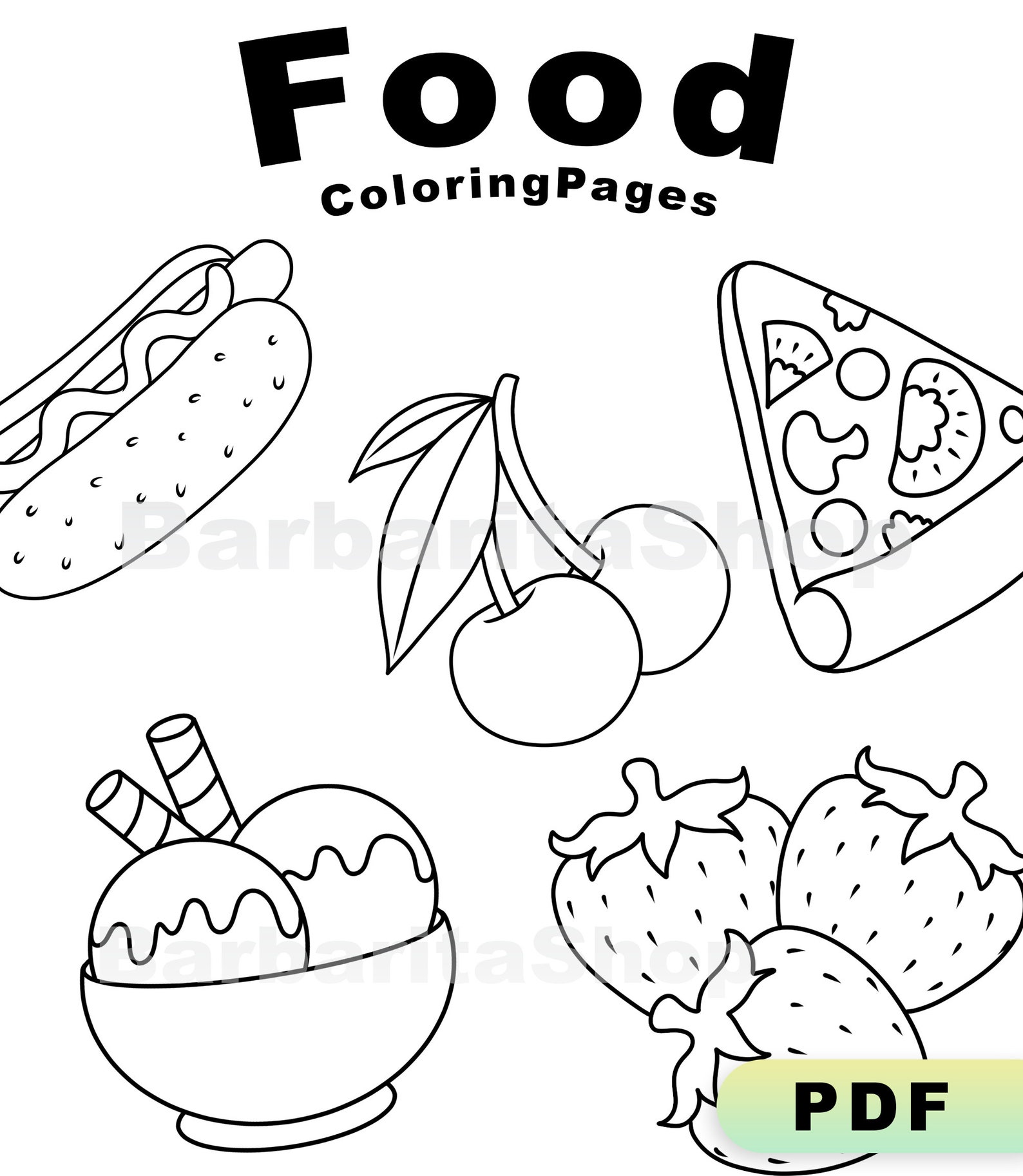 Food Coloring Pages Pizza Coloring Book Burger Coloring Book Cake ...