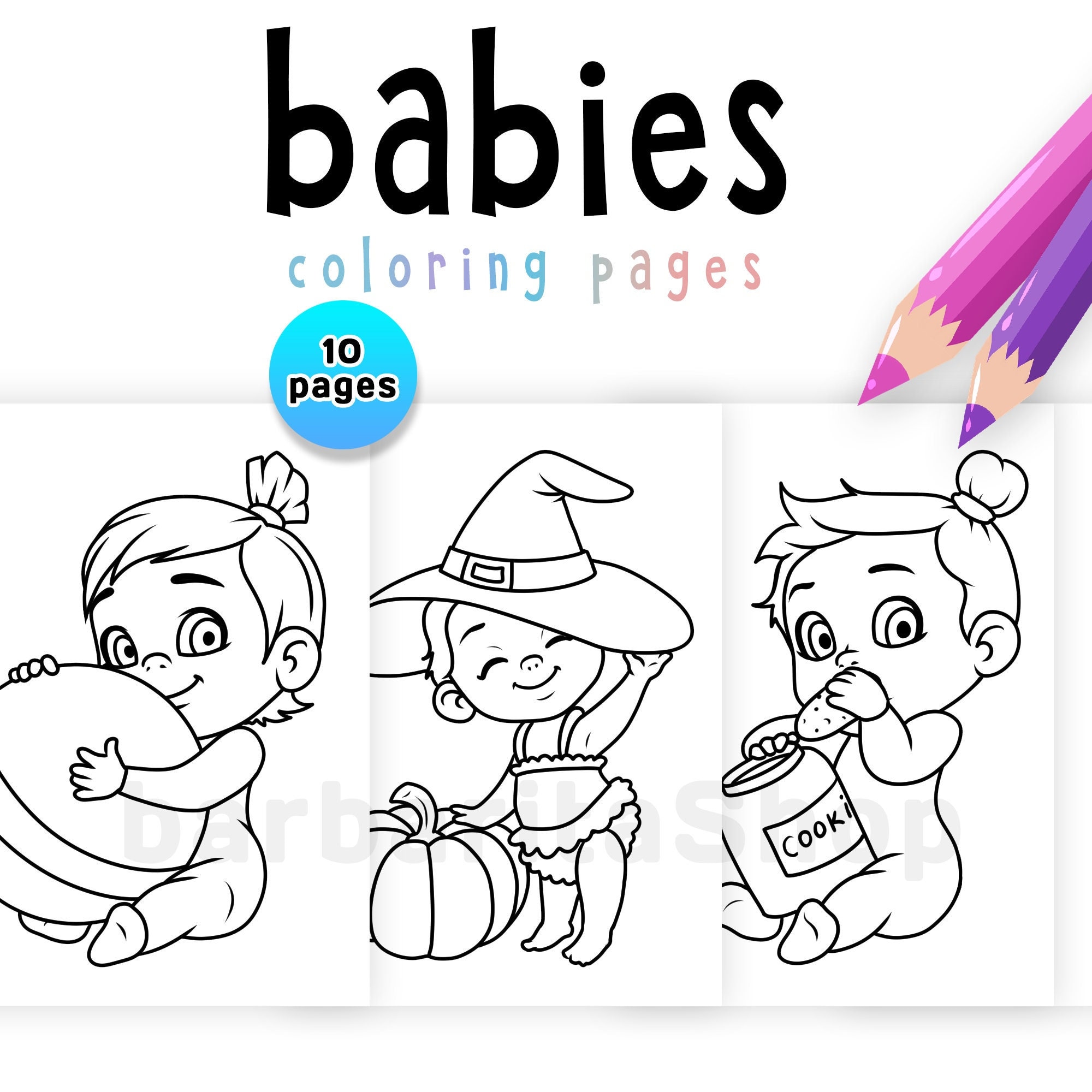 10 Cute Babies Coloring Pages Ready to Print Instantly - Etsy