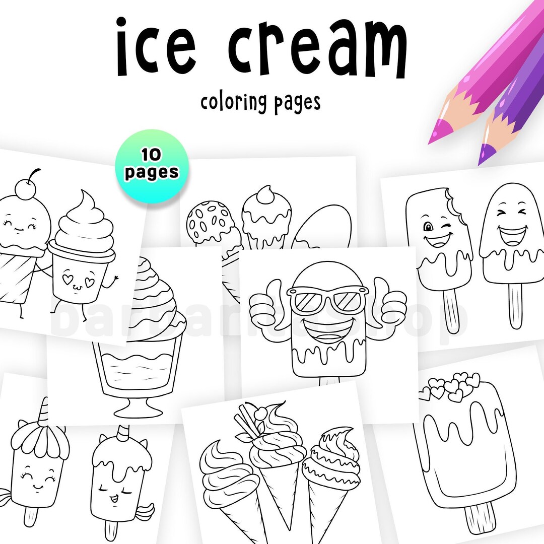 10 Ice Cream Coloring Pages Ready to Print - Etsy