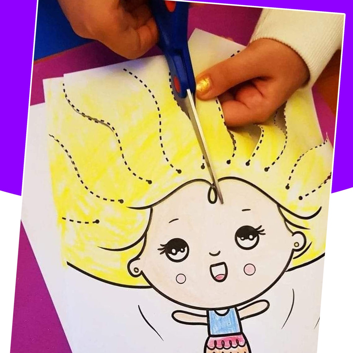 Kids Activities Coloring Pages - Mermaid Hair Scissors Skills, Pre-k ...
