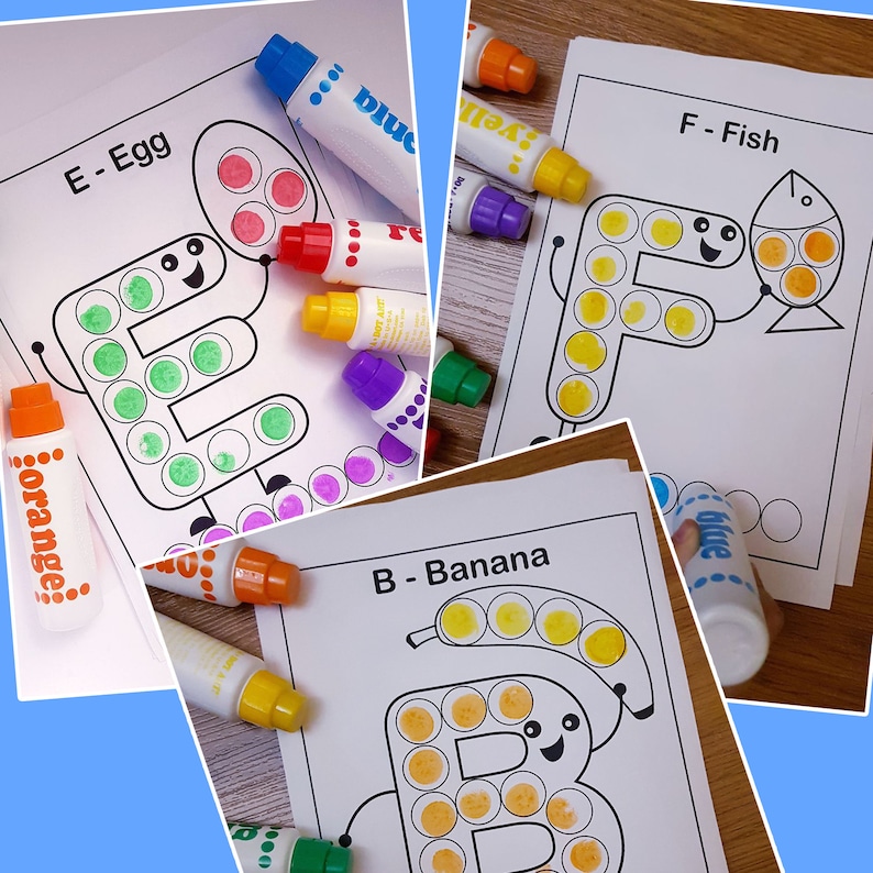 ABC Do a Dot Pages Alphabets Dot Makers Kids Activity Pages - Trace and ...