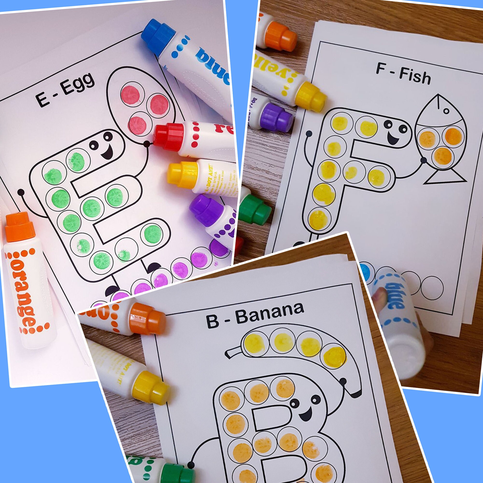 ABC Do a Dot Pages Alphabets Dot Makers Kids Activity Pages - Trace and ...