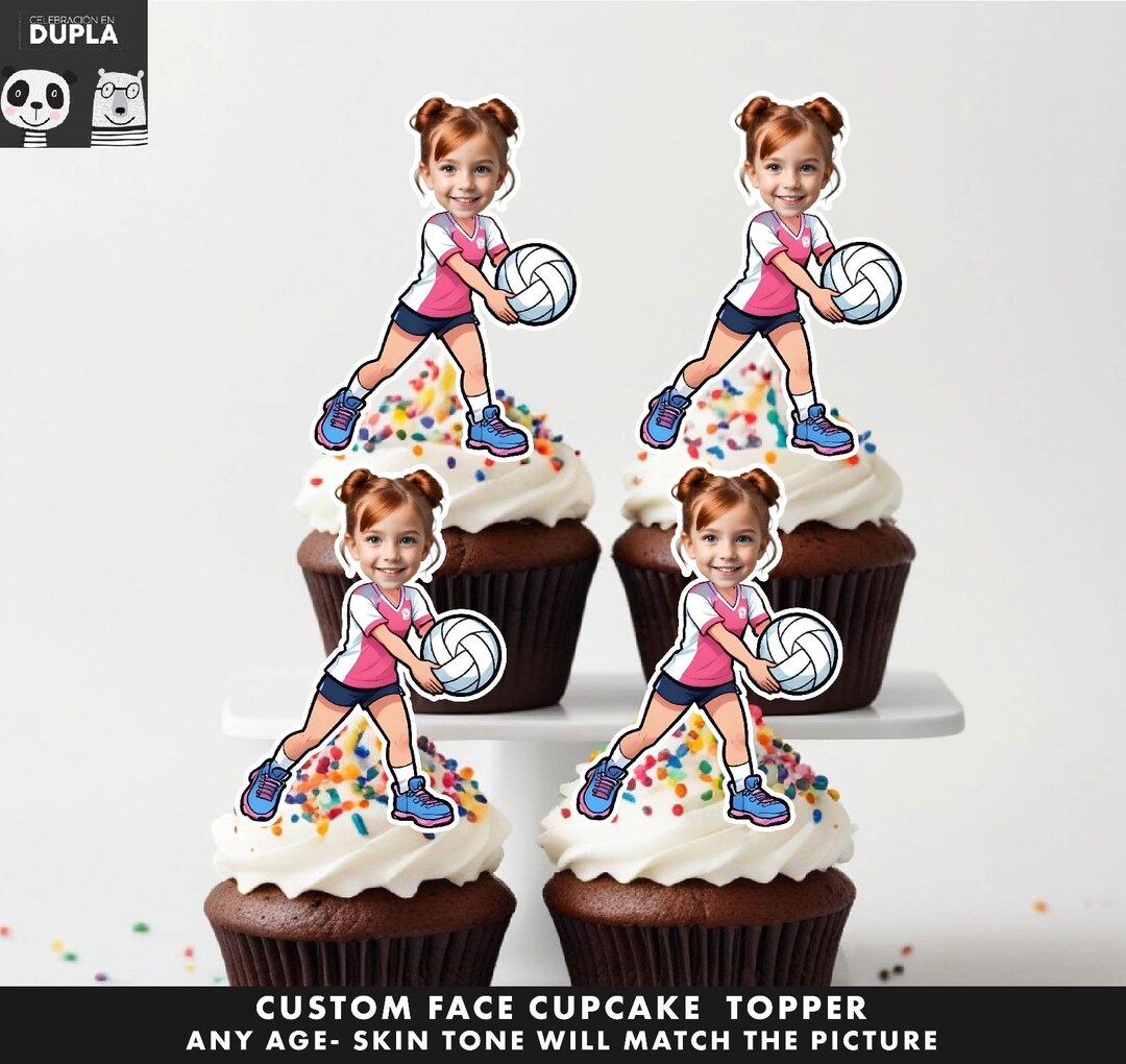 Volleyball Cupcake Toppers - Face Cupcake Topper -custom Face- Cupcake ...