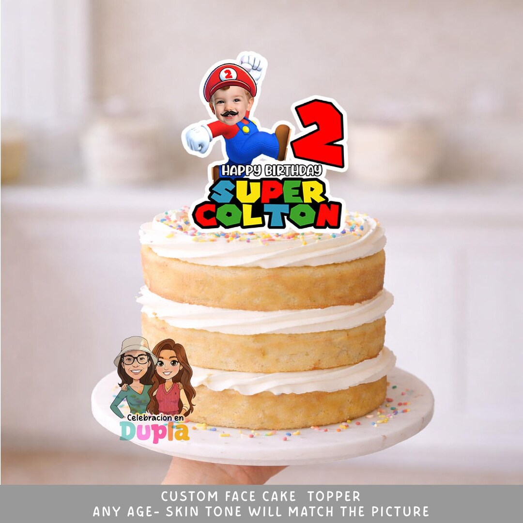 Red Plumber Game Character Cake Topper – Custom Photo Face – Digital ...