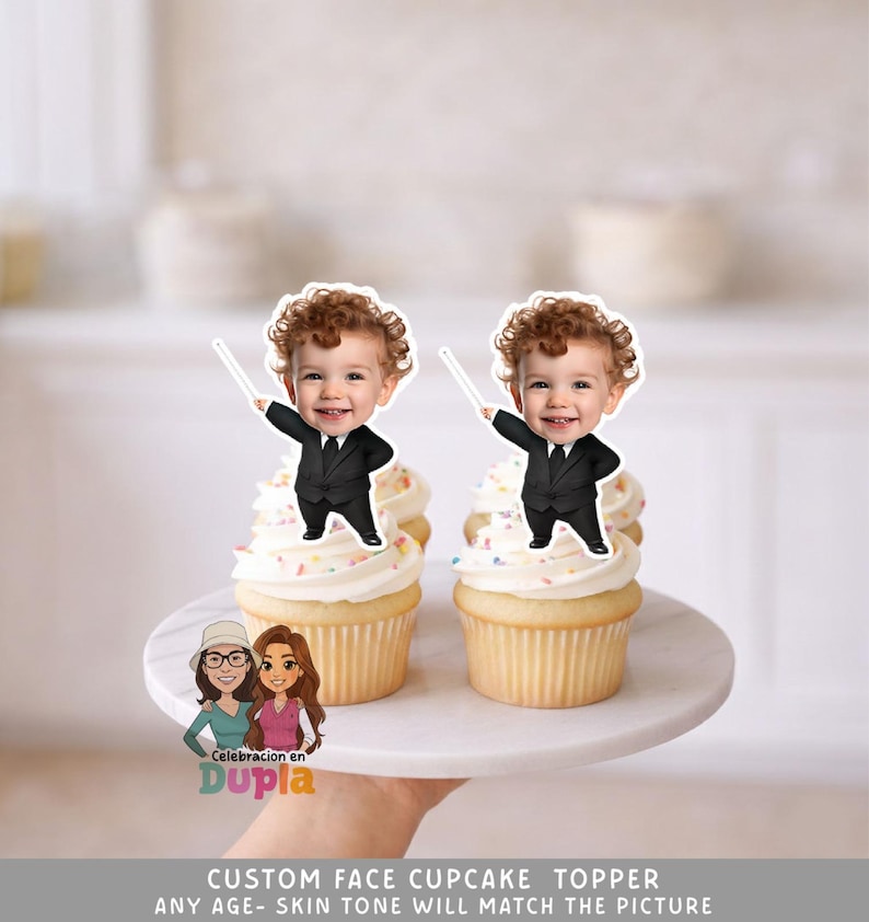 Boss Baby Inspired Cupcake Topper – Custom Face Little Boss Theme ...
