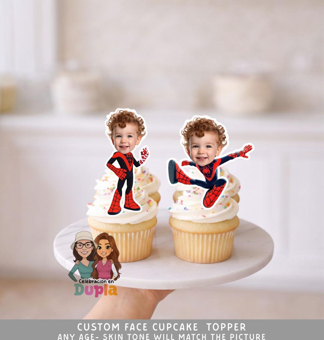 Young Web Hero Cupcake Topper – Personalized Face Superhero Theme ...