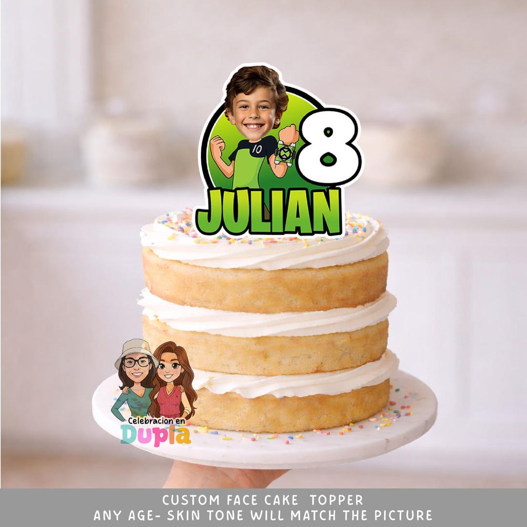 Alien Fighter Battle Cake Topper – Personalized Face Action Theme ...