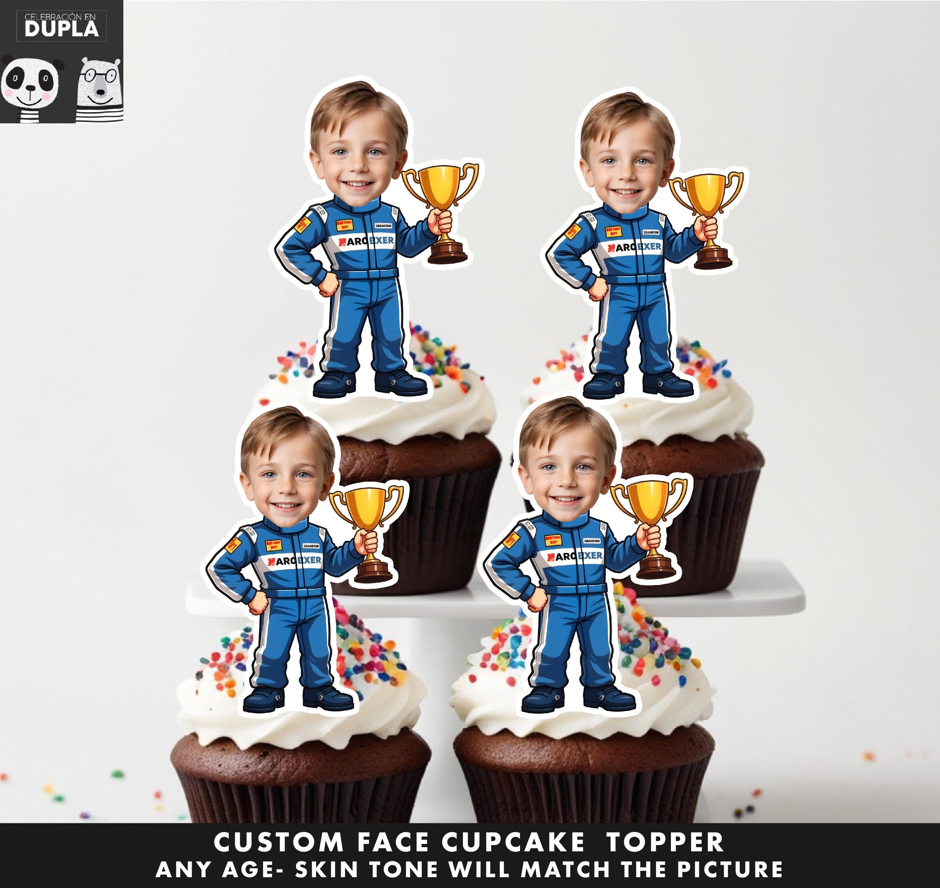F1 Racer Cupcake Toppers - Face Cupcake Topper -custom Face- Cupcake ...