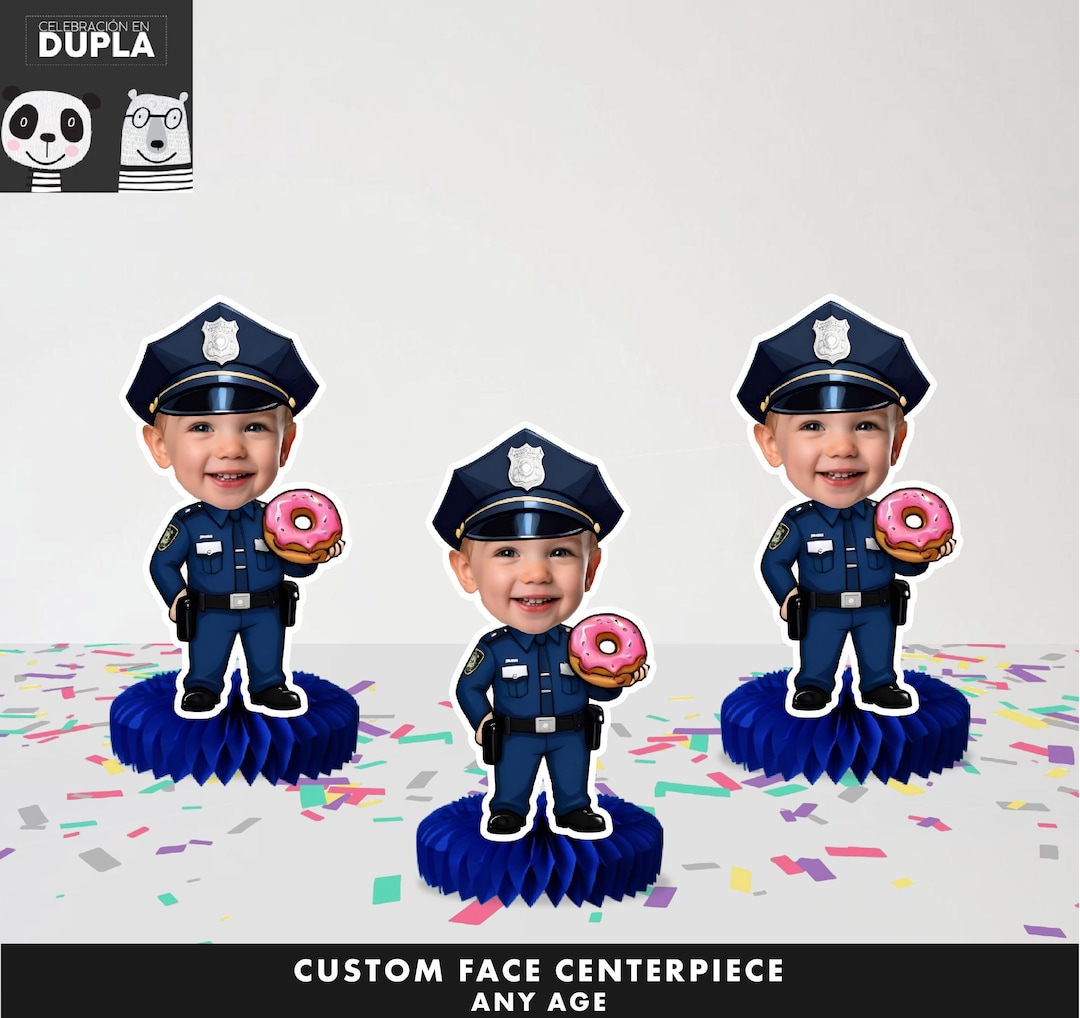 Police Officer Centerpiece - Face Centerpiece -custom Face- Centerpiece ...