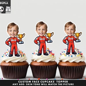 F1 Racer Cupcake Toppers Face Cupcake Topper custom Face Cupcake Topper ...