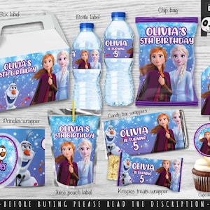 Frozen Party Bundle - Printable Party Bundle- Chip Bag - Personalized ...