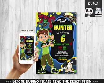 Editable Ben Ten Invitation Editable Ben 10 Invitation Superhero Theme ...