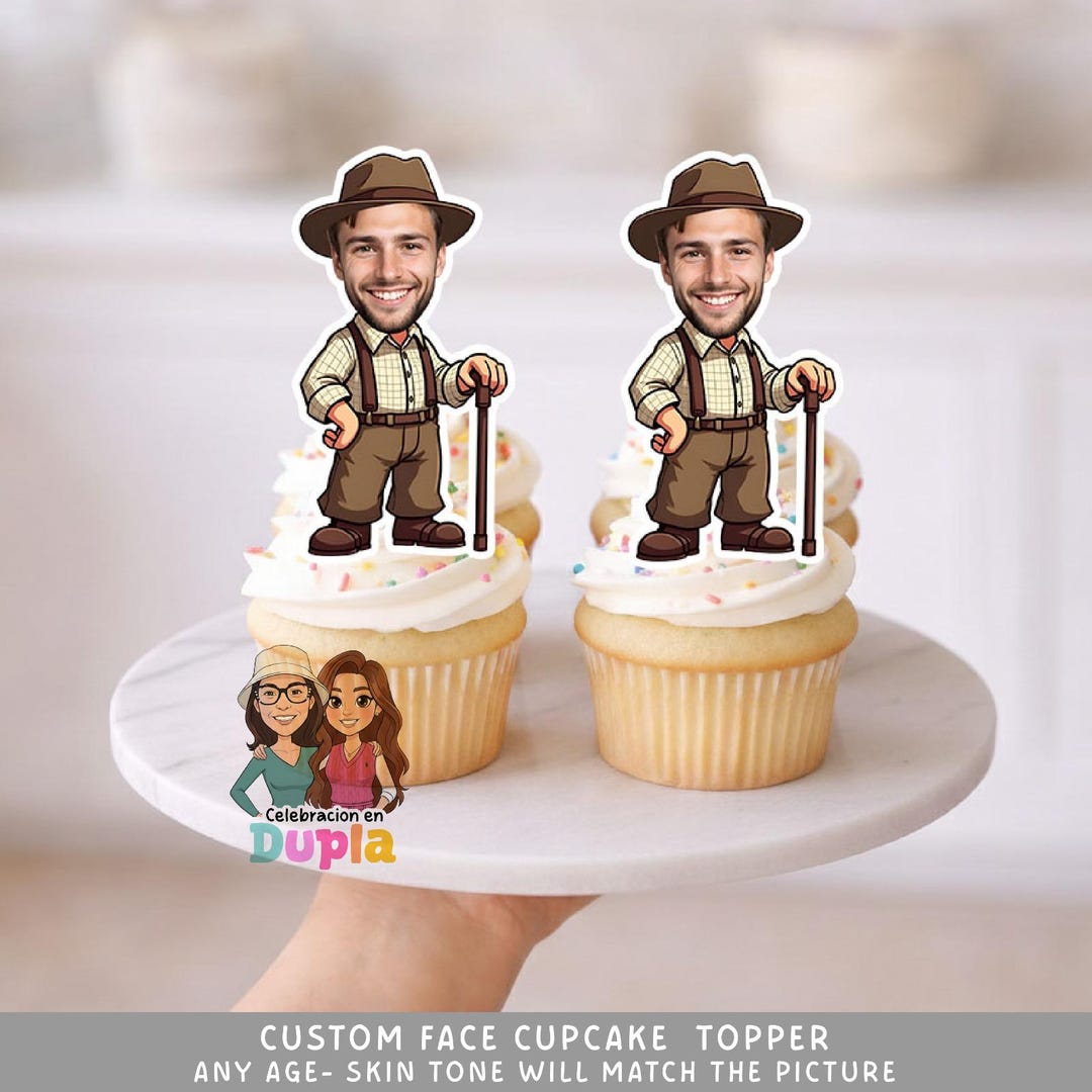 Grandpa Birthday Cupcake Topper – Custom Face Celebration Theme ...