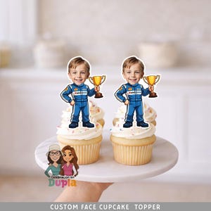 F1 Racer Cupcake Toppers - Face Cupcake Topper -custom Face- Cupcake ...