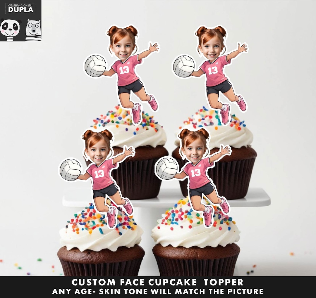 Volleyball Cupcake Toppers - Face Cupcake Topper -custom Face- Cupcake ...