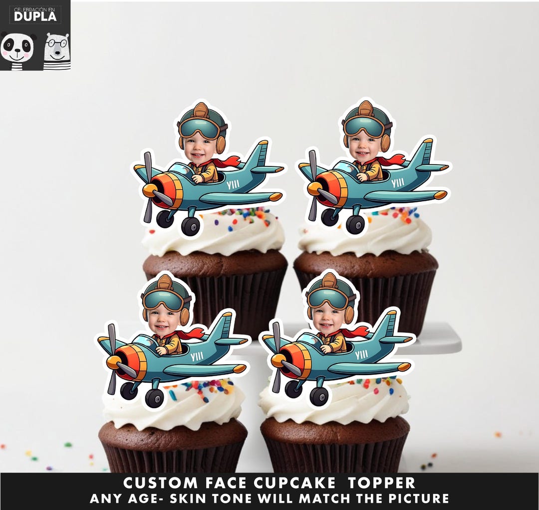 Pilot Cupcake Toppers - Face Cupcake Topper -custom Face- Cupcake ...