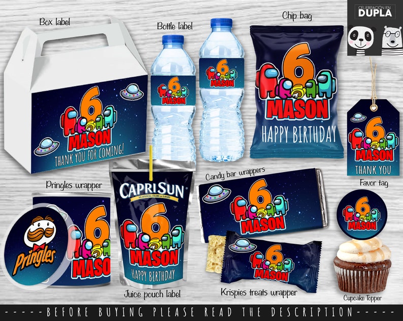 Among Us Party Bundle - Printable Party Bundle- Chip Bag - Personalized ...