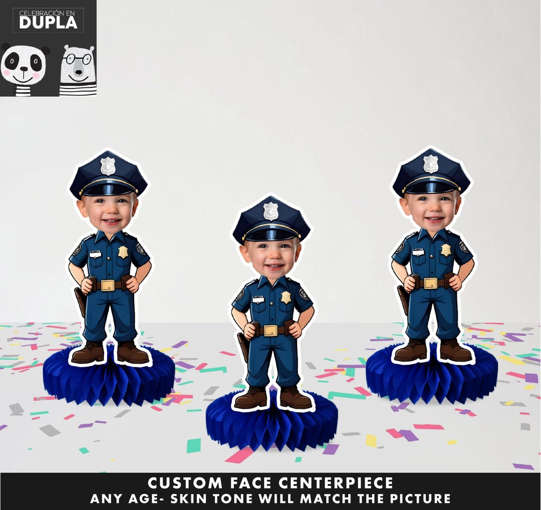 Police Officer Centerpiece - Face Centerpiece -custom Face- Centerpiece ...