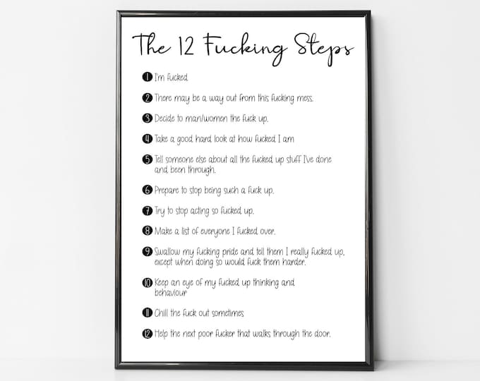 The 12 Steps Poster, AA Wall Art, Recovery Wall Art, Sobriety Wall Art ...