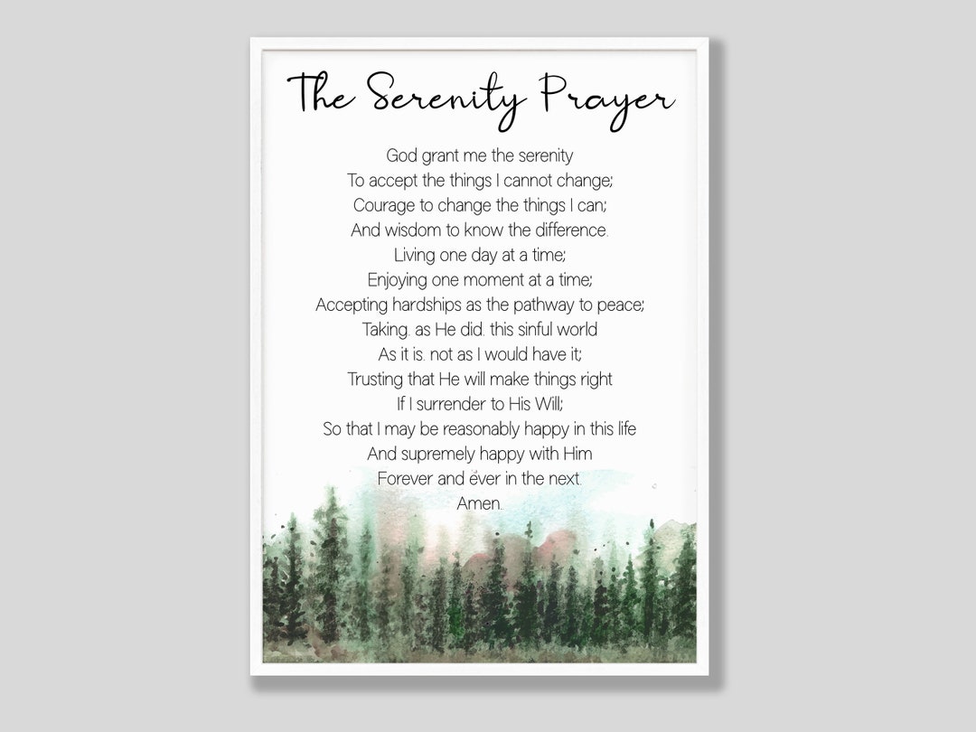 The Serenity Prayer Poster, AA Wall Art, Recovery Print, Sobriety Print, AA Gift, NA Gift ...