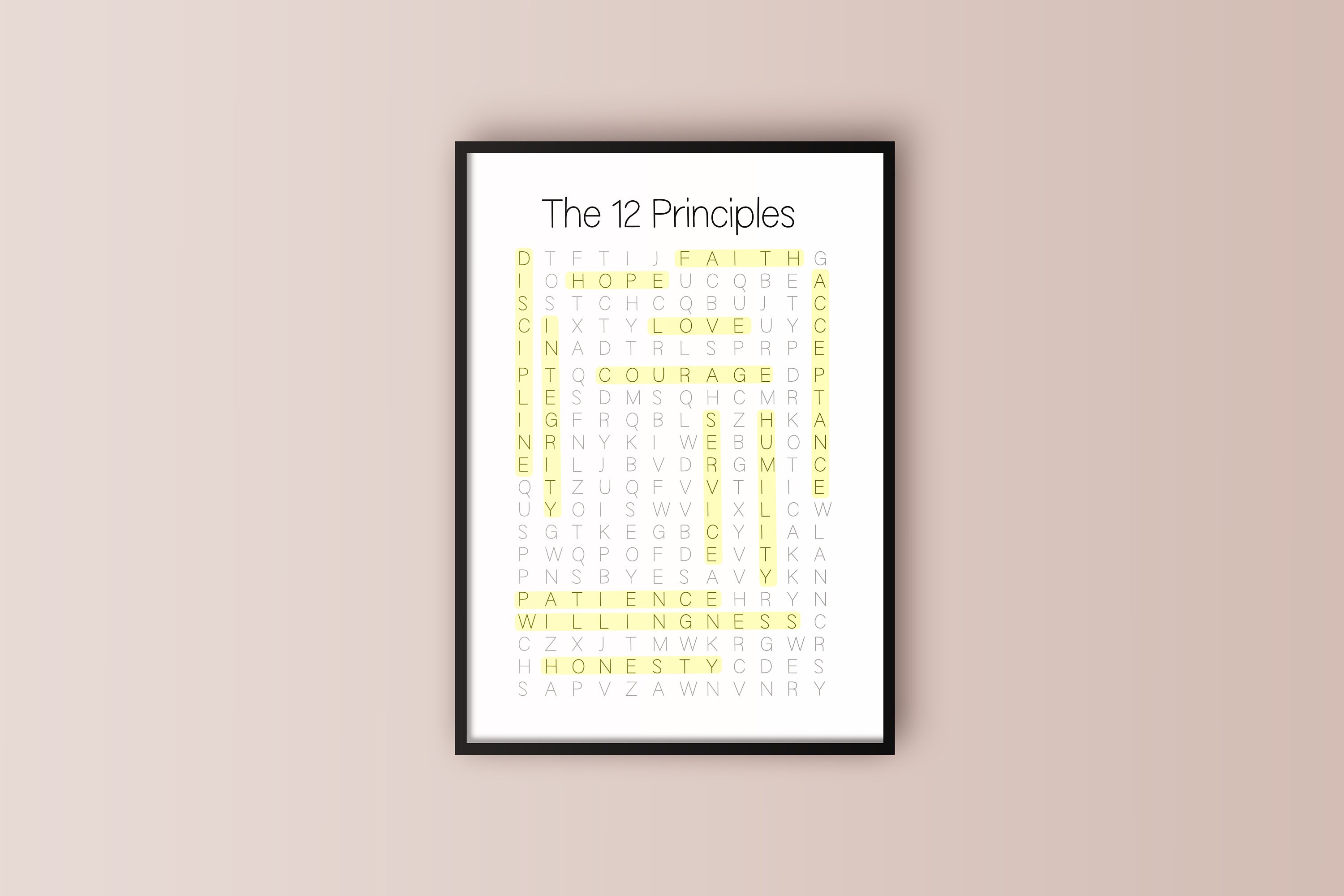 The 12 Principles, AA Wall Art, Recovery Wall Art, Sobriety Wall Art ...