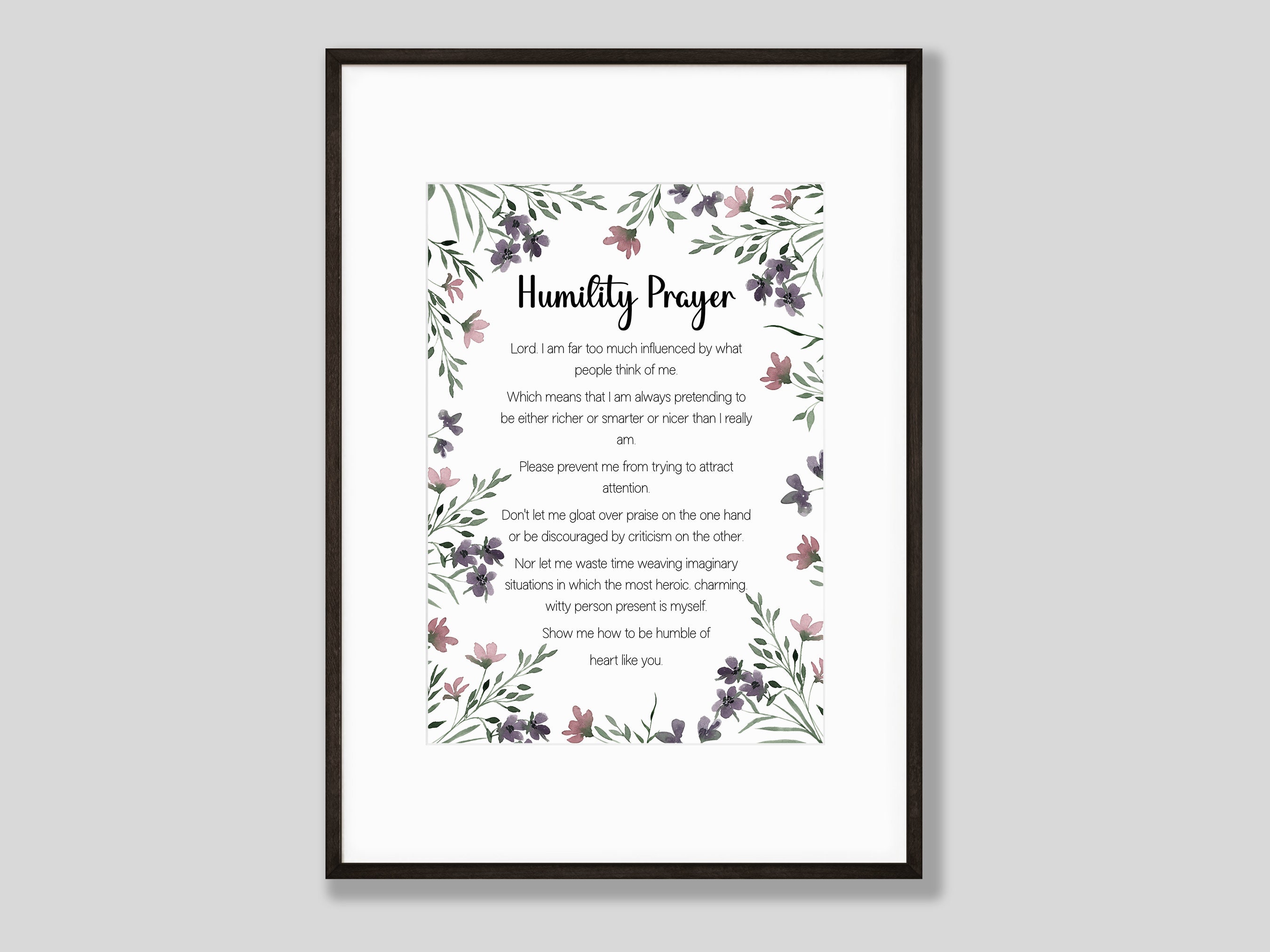 Humility Prayer Poster, AA Wall Art, Recovery Wall Art, Sobriety Wall ...
