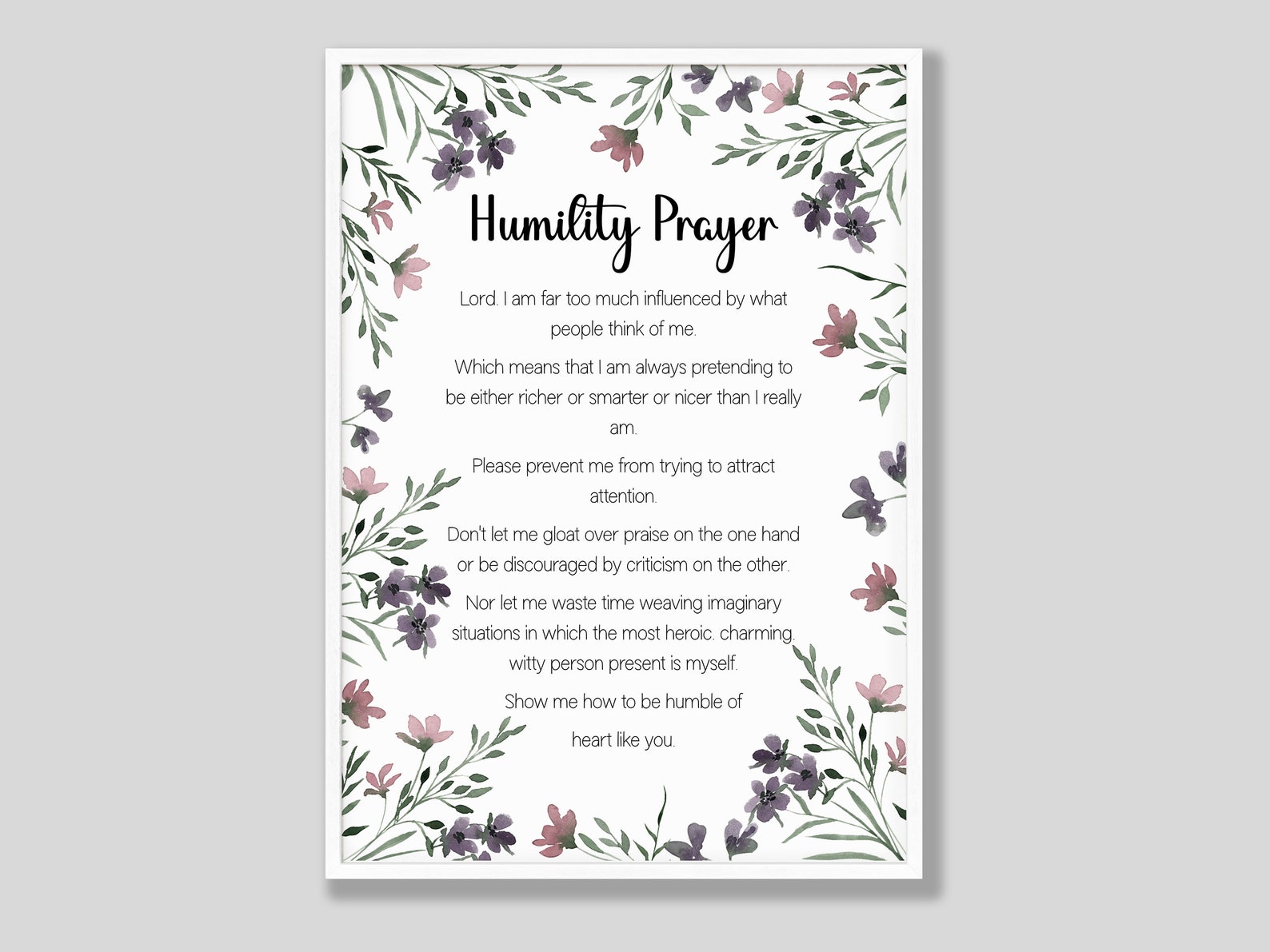 Humility Prayer Poster, AA Wall Art, Recovery Wall Art, Sobriety Wall ...