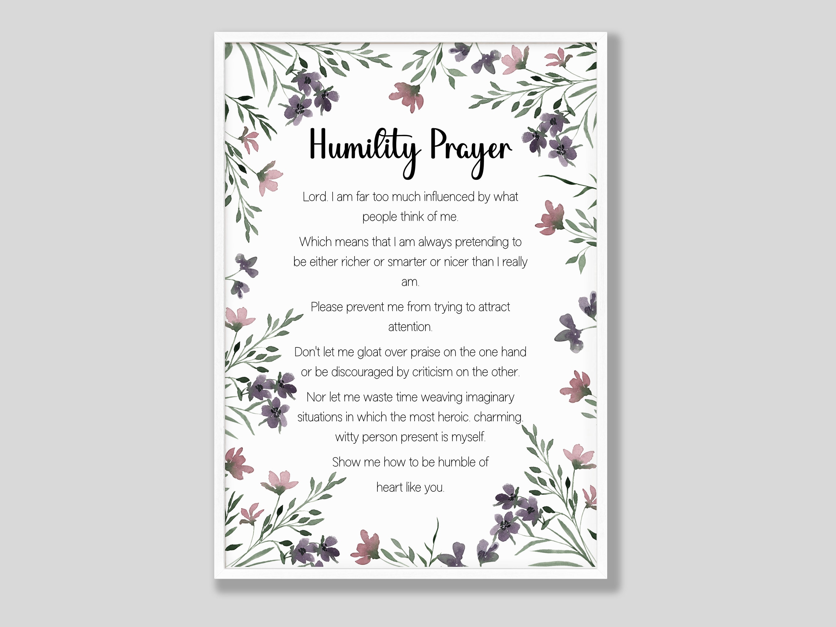 Humility Prayer Poster, AA Wall Art, Recovery Wall Art, Sobriety Wall ...