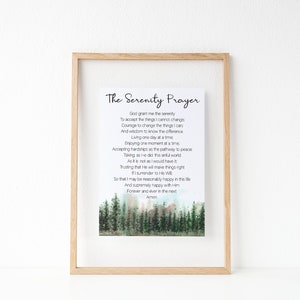 The Serenity Prayer Poster, AA Wall Art, Recovery Print, Sobriety Print ...