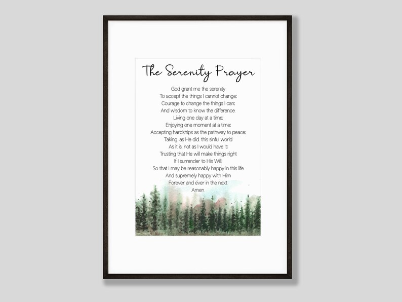 The Serenity Prayer Poster, AA Wall Art, Recovery Print, Sobriety Print ...