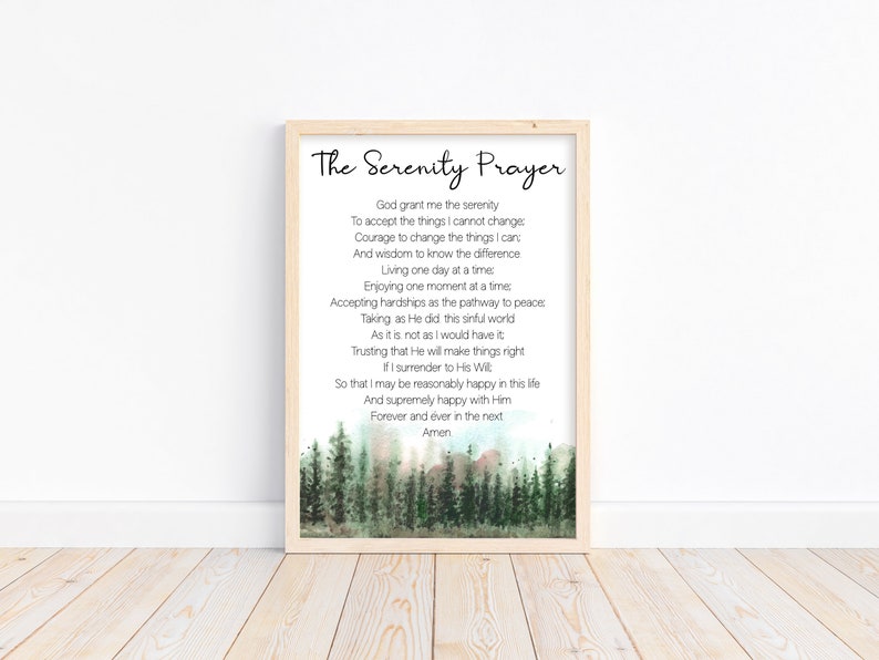 The Serenity Prayer Poster, AA Wall Art, Recovery Print, Sobriety Print, AA Gift, NA Gift ...