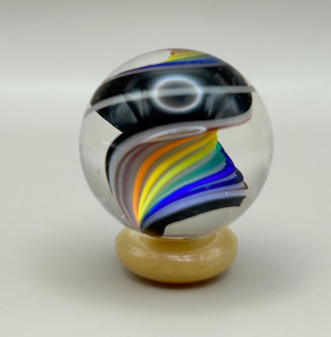 Art Glass Rainbow Swirl Marble, Attributed to Steve Maslach Cuneo ...