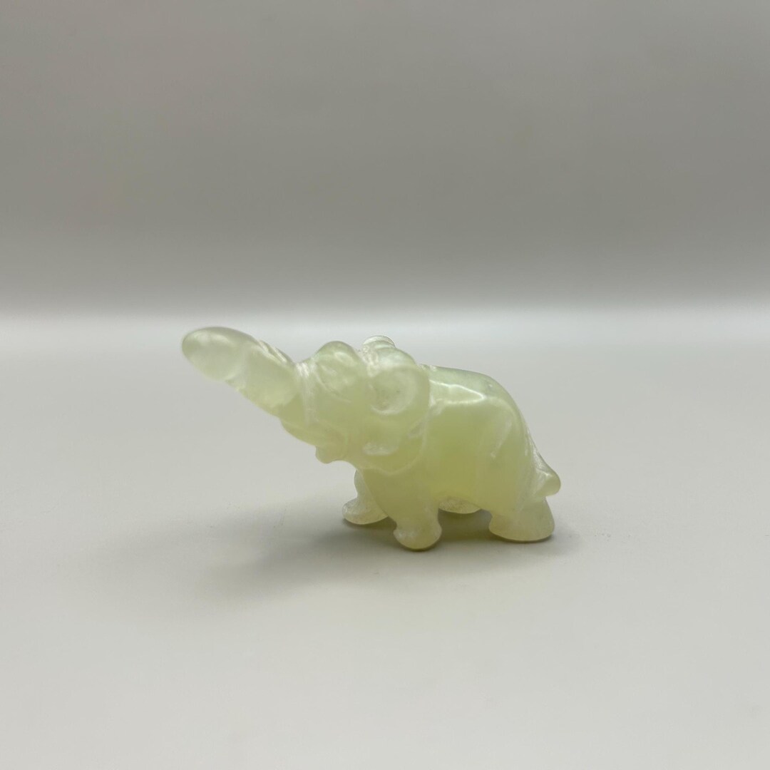 Tiny Carved Jade Elephant: Trunk up for Good Luck - Etsy