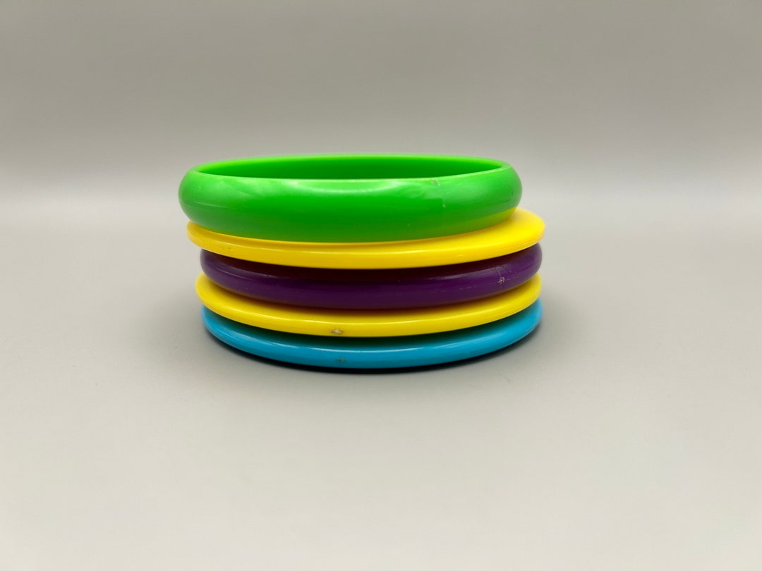 Vintage 80's Stack of Fun Colored Bangles, Made of Plastic - Etsy