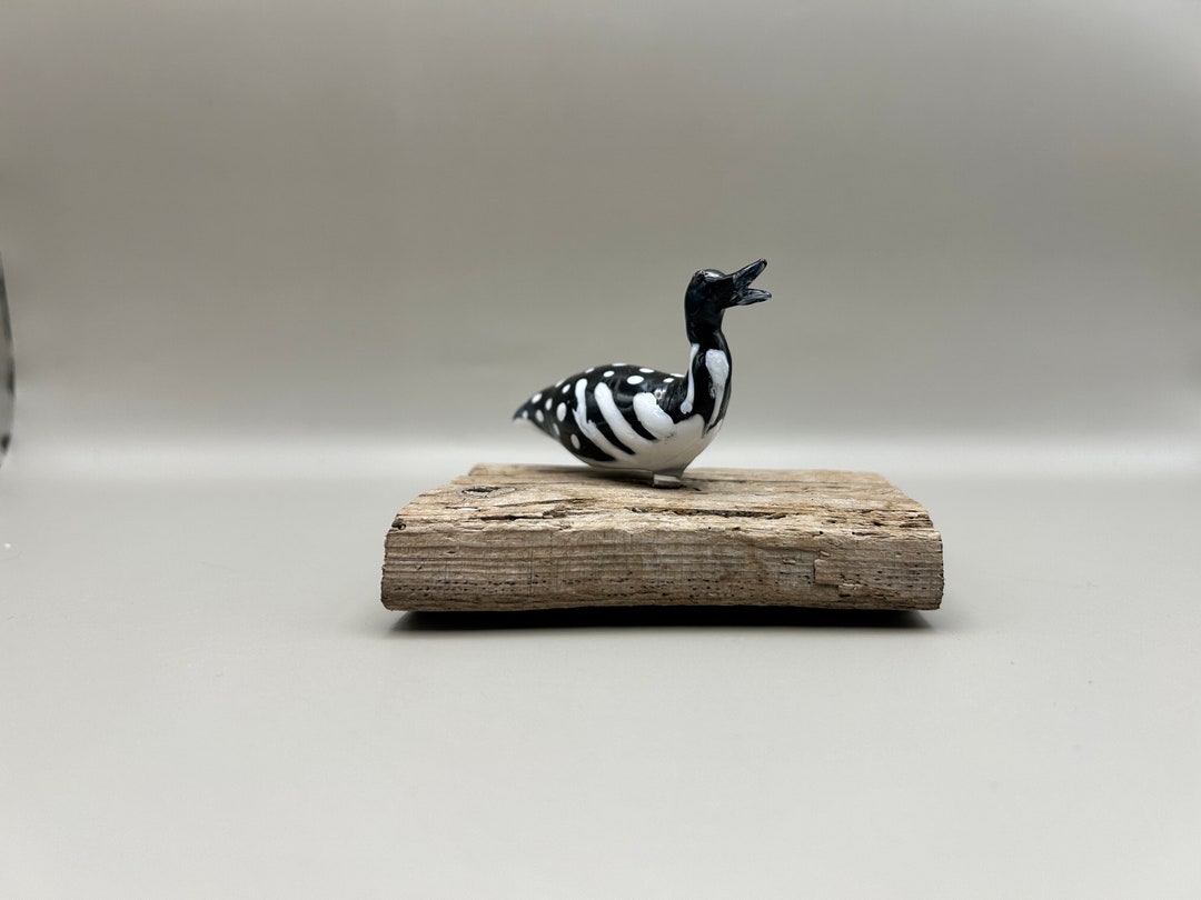 Glass Loon, Mounted on a Piece of Weathered Wood, Lovely Condition - Etsy