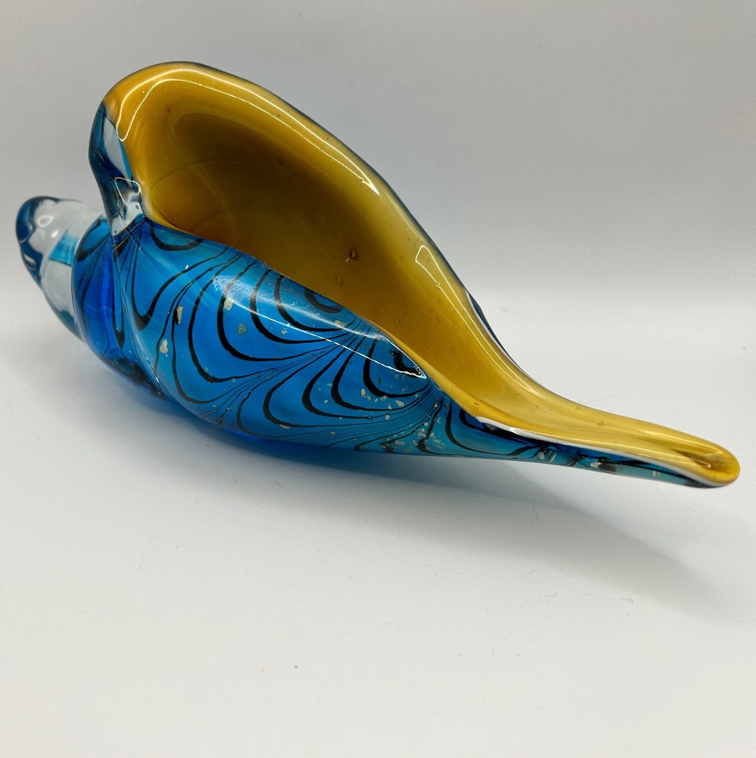 Sommerso Glass Conch Shell in Gold and Blue, Murano Style No Marks - Etsy